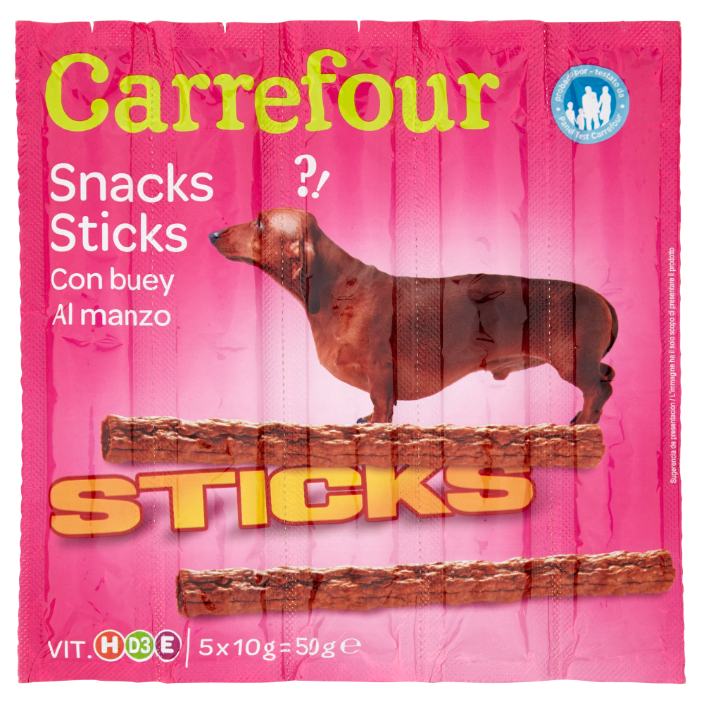 Carrefour Snacks Sticks al manzo per cani 5 x 10 g | Carrefour