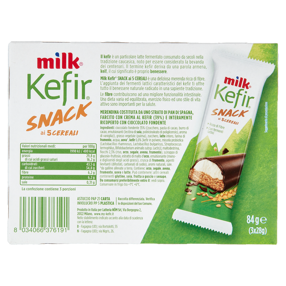 Milk Kefir Snack ai 5 Cereali 3 x 28 g | Carrefour
