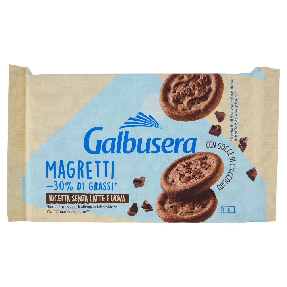 Galbusera Magretti -30% di Grassi* con Gocce di Cioccolato 6 x 43,3 g ...