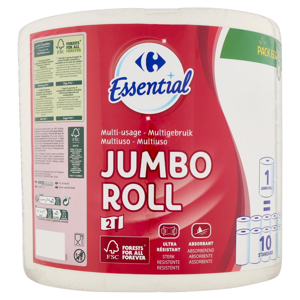 Carrefour Essential Multiuso Jumbo Roll 2 veli 1 pz | Carrefour