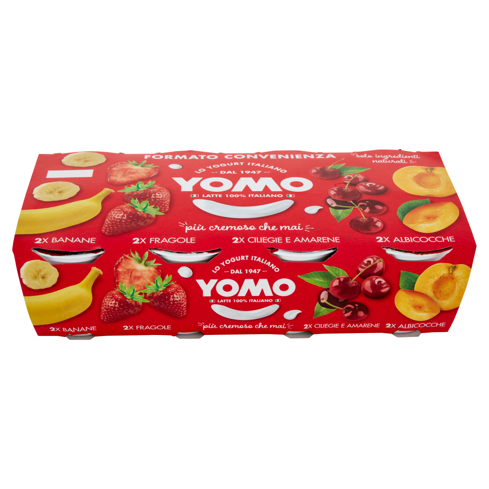 Yomo Yogurt Banane, Fragole, Ciliegie e Amarene, Albicocche 8 x 125 g ...