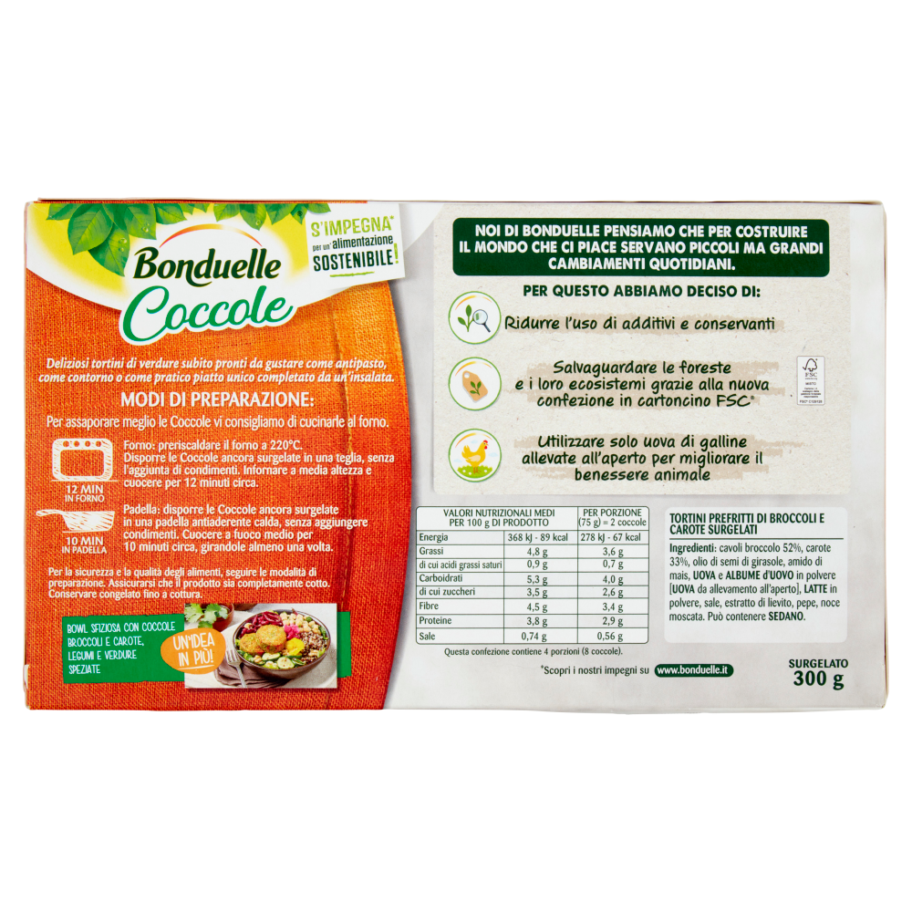 Bonduelle Coccole 8 Tortini di Broccoli e Carote Surgelato 300 g ...