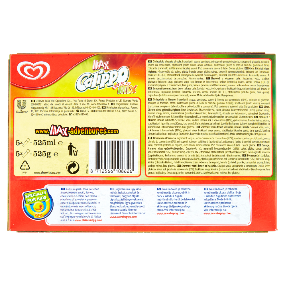 Calippo Max super mix 5 pezzi 525 ml | Carrefour