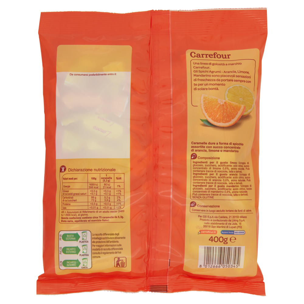 Carrefour Spicchi agli Agrumi Caramelle dure 400 g | Carrefour