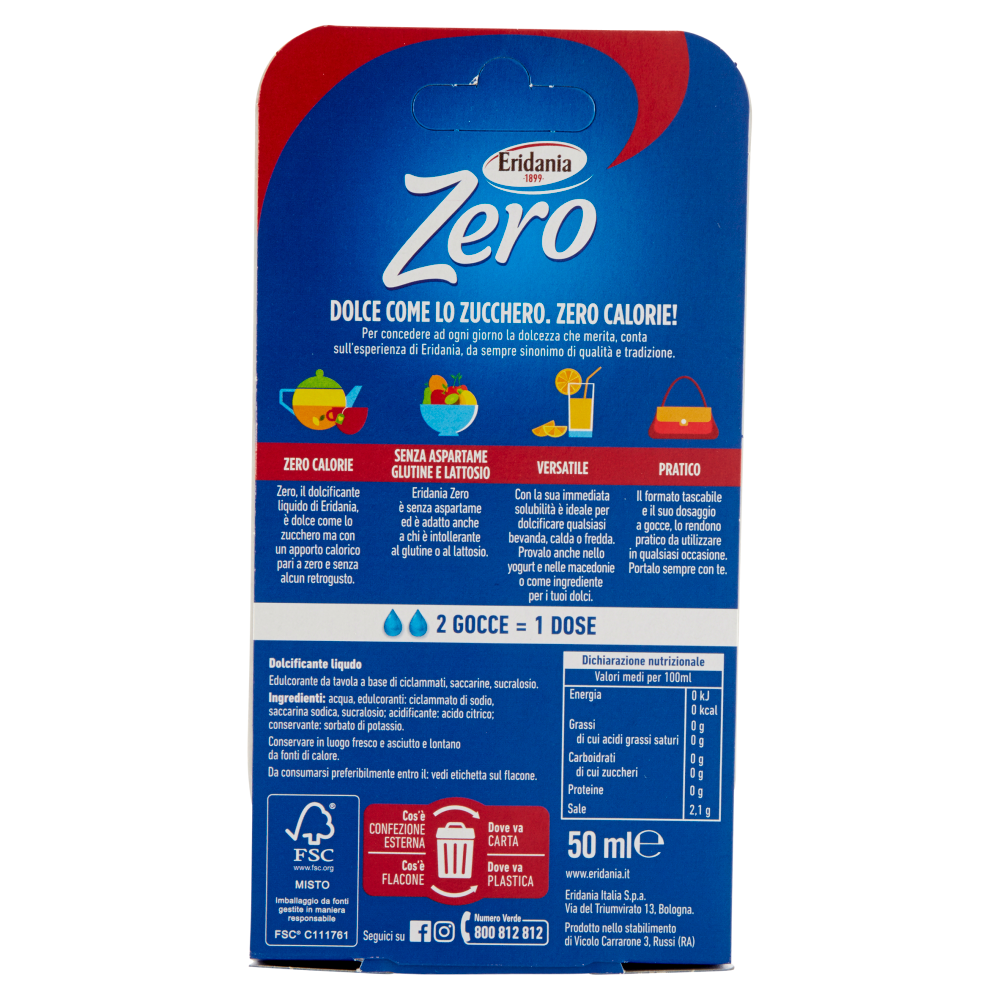 Eridania Zero Dolcificante Liquido 50 ml | Carrefour