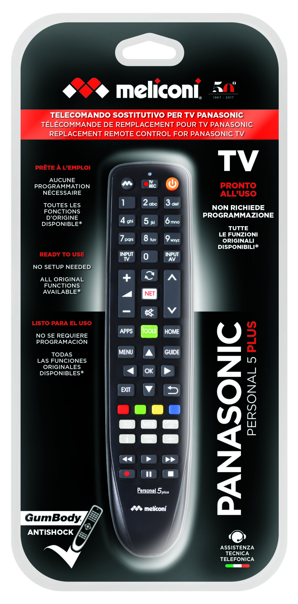 Meliconi Gumbody Personal 5 plus telecomando IR Wireless TV Pulsanti ...