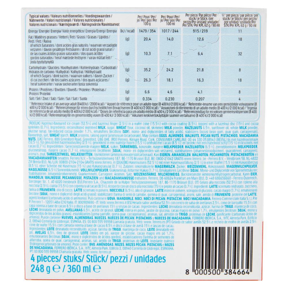 Gelato Kinder Bueno: cornetti alla nocciola 4x62 g | Carrefour