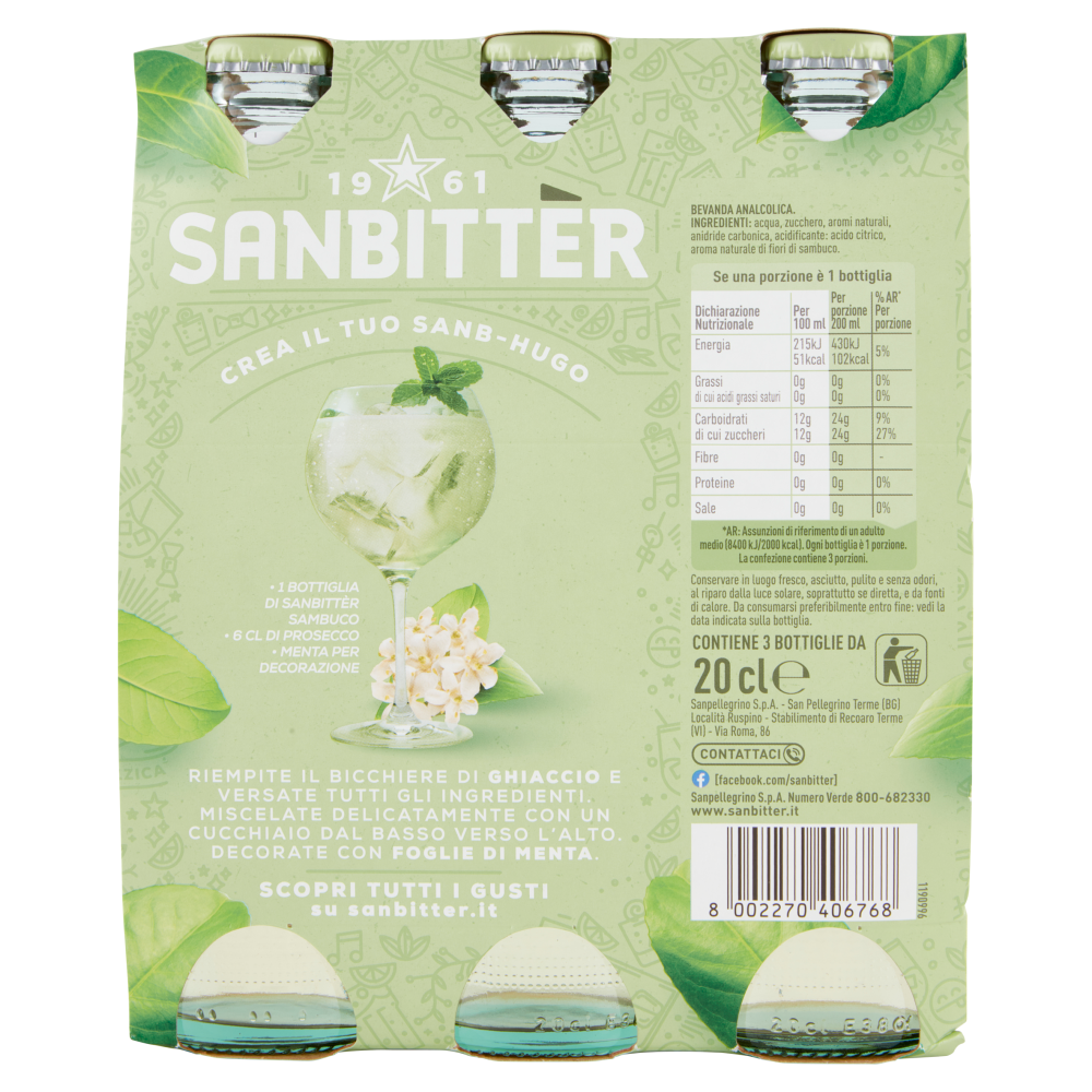 SANBITTÈR Sambuco Aperitivo Analcolico, 20cl x 3 | Carrefour