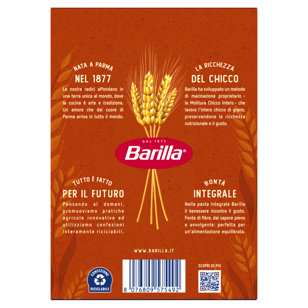 Barilla Pasta Integrale Penne Rigate 100% Grano italiano 500g | Carrefour
