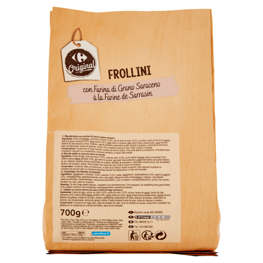 Frollini con Farina di Grano Saraceno Carrefour Original 700 g