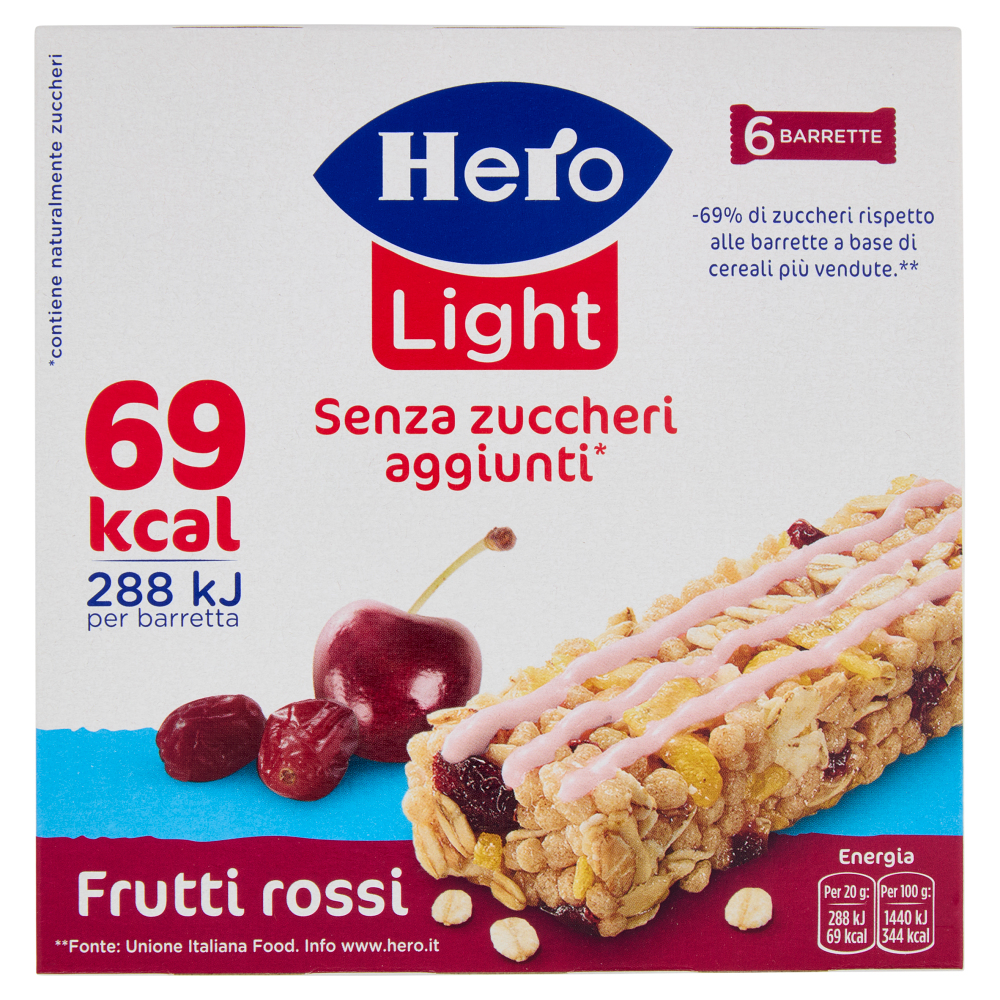 Hero Light Barrette Frutti rossi 6 x 20 g | Carrefour