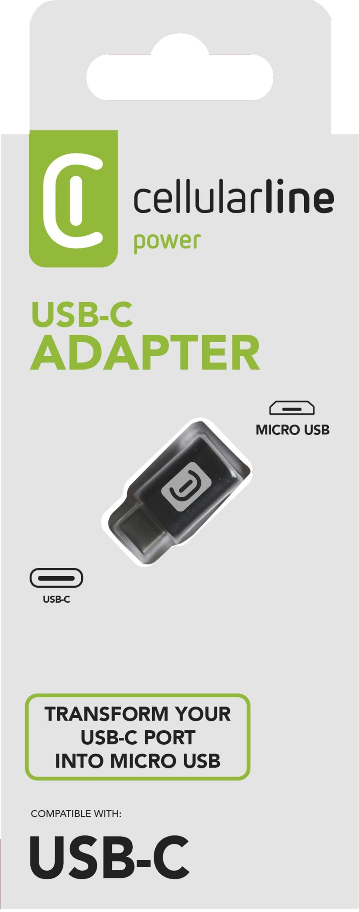 Cellularline Adattatore da MICRO USB a USB-C Converte la porta MICRO USB in USB-C ...