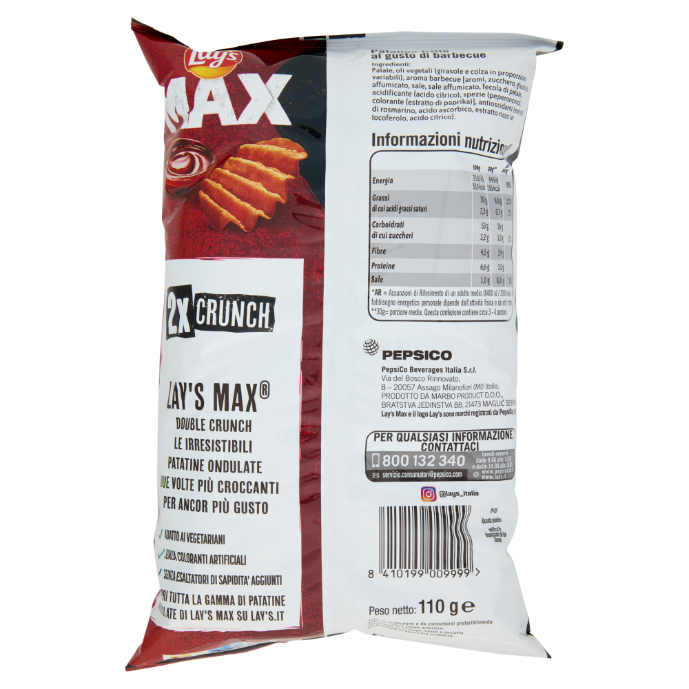Lay's Max Double Crunch Gusto Barbecue 110 g | Carrefour