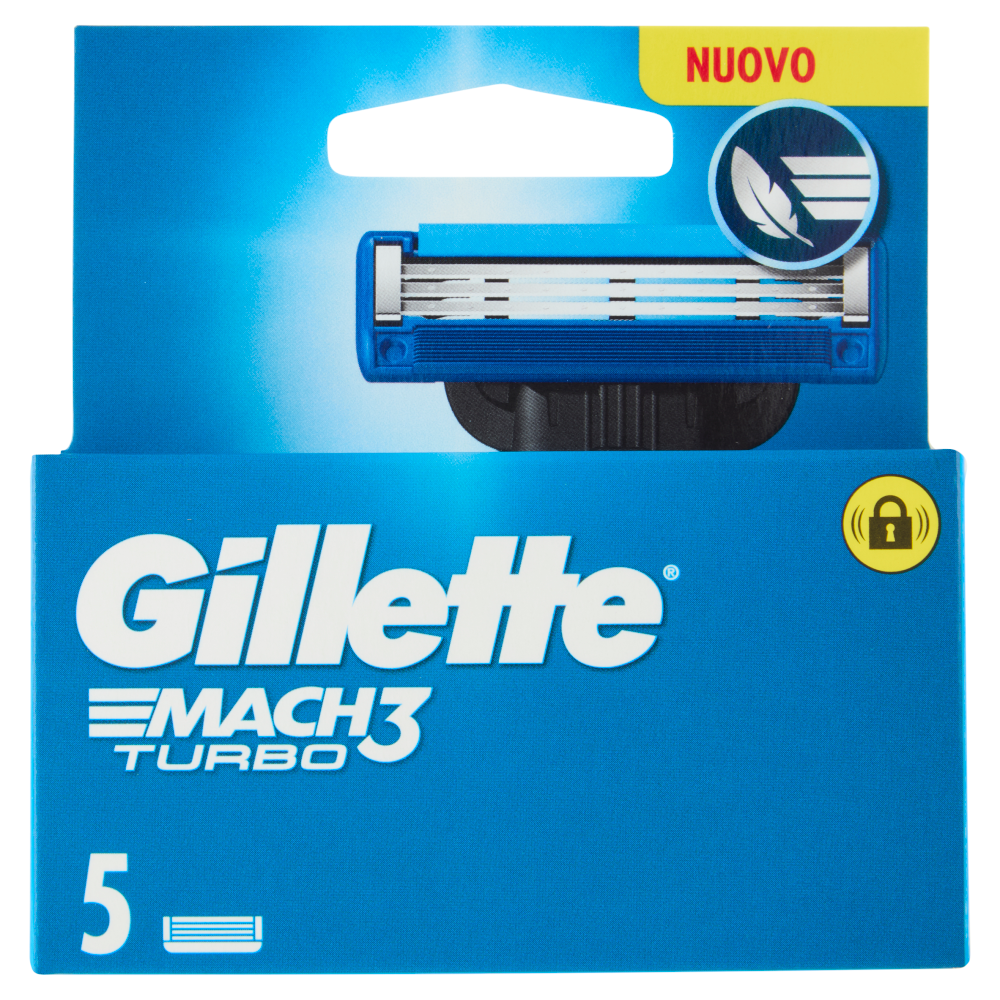 Gillette Mach3 Turbo Lamette di ricambio per Rasoio da Uomo, 5 ...