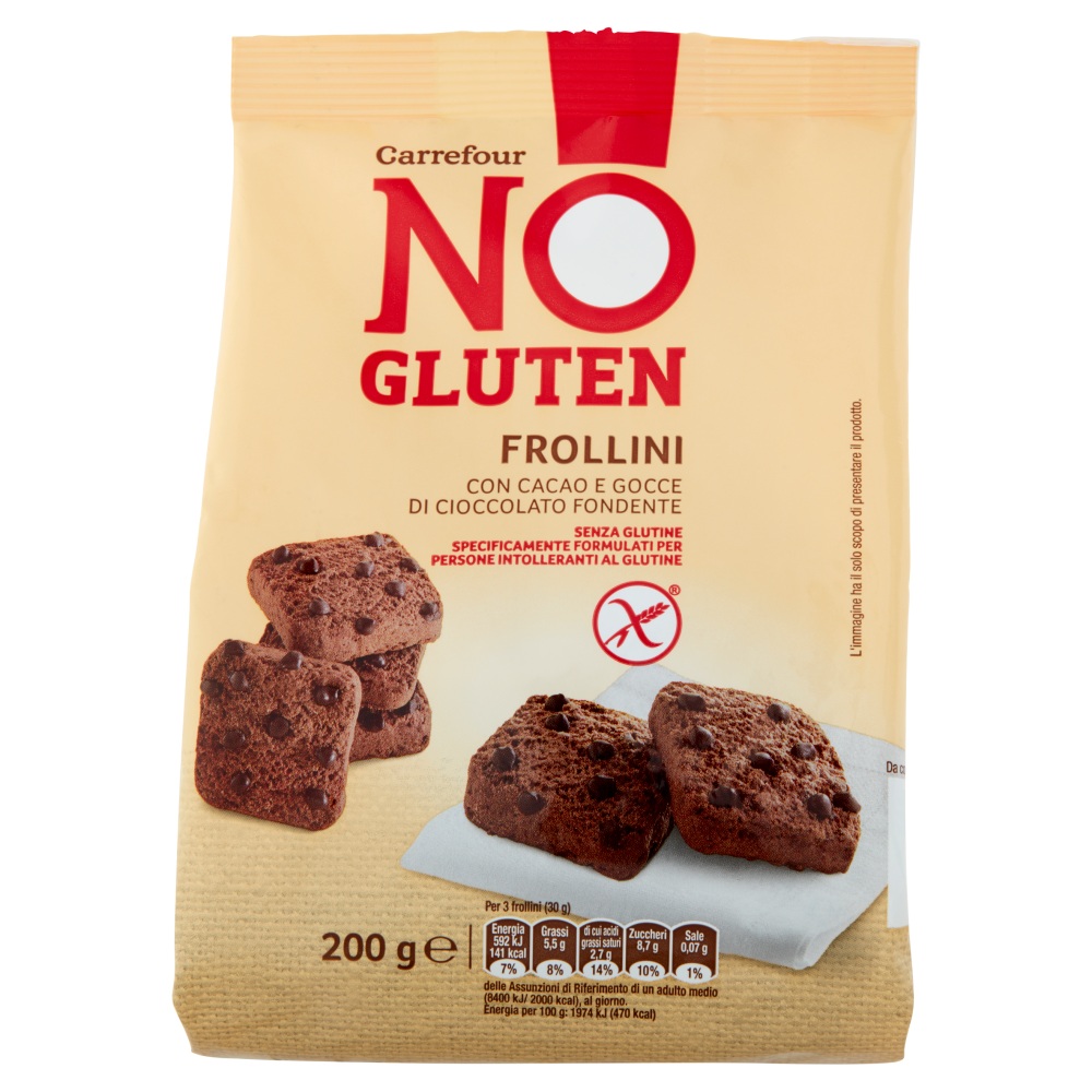 Carrefour No Gluten Frollini con Cacao e Gocce di Cioccolato Fondente ...