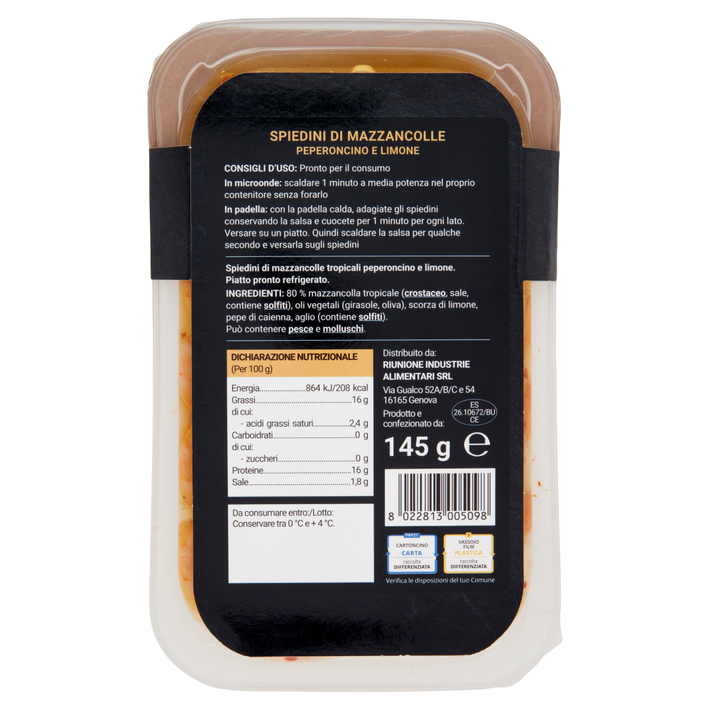 Riunione Spiedini di Mazzancolle Peperoncino e Limone 145 g | Carrefour