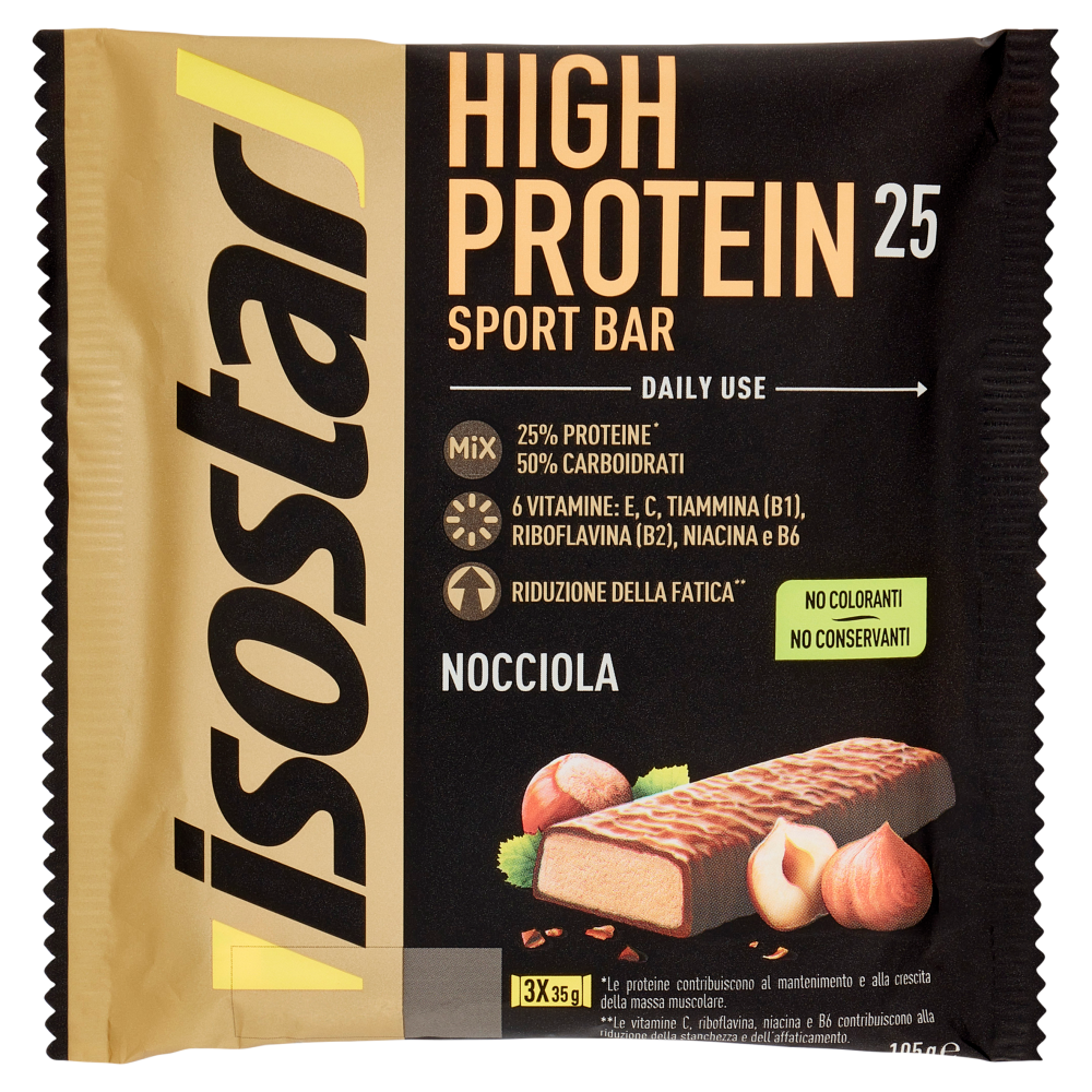 Isostad, High Protein 25 Sport Bar, Gusto Nocciola, 25% di proteine - 3 ...