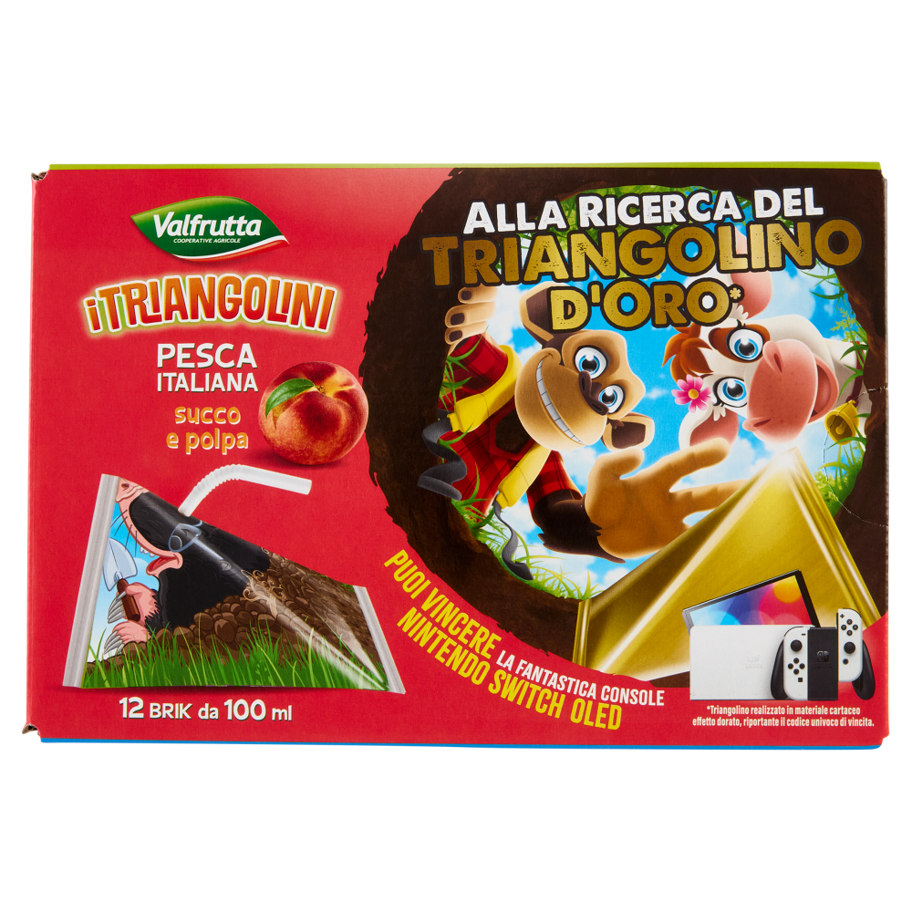 Valfrutta i Triangolini Pesca Italiana succo e polpa Brik 12 x 100 ml ...