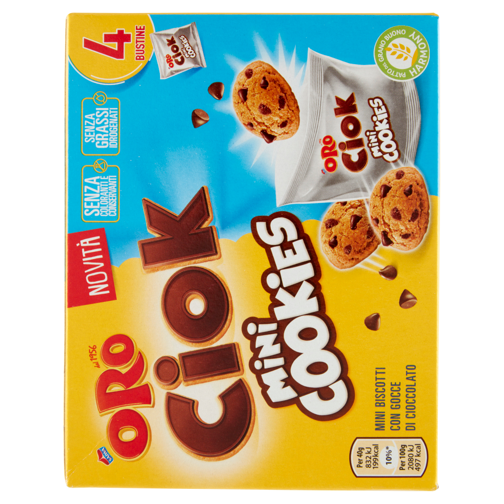 Oro Ciok Mini Cookies, mini biscotti con gocce di cioccolato - 160g ...