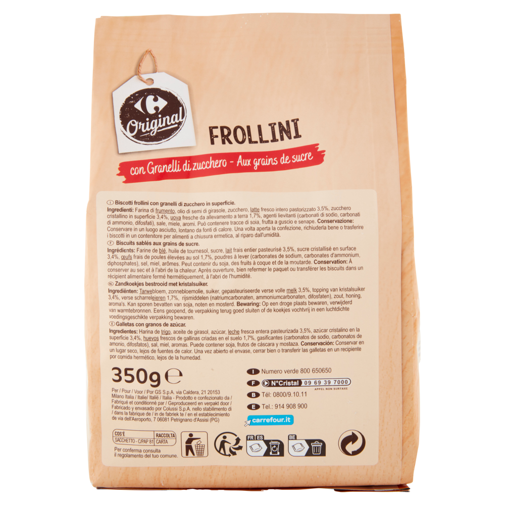 Carrefour Original Frollini con Granelli di zucchero 350 g | Carrefour