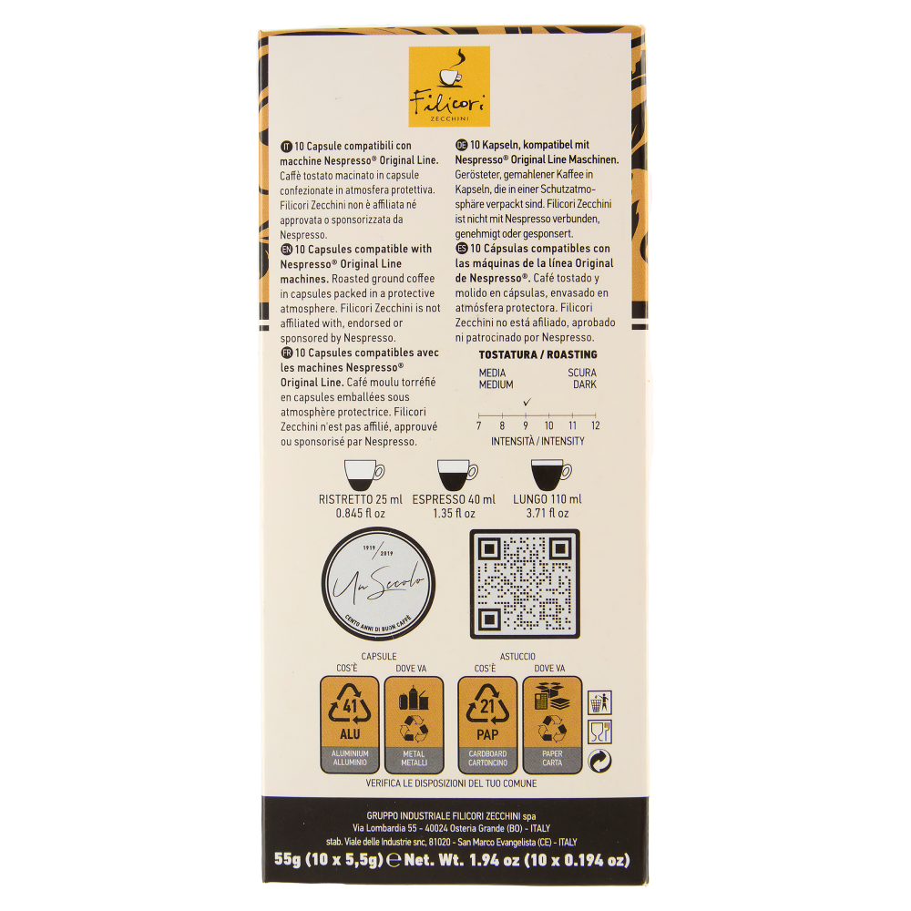 Filicori Zecchini 10 Capsule di Caffè 100% Arabica Compatibili con ...