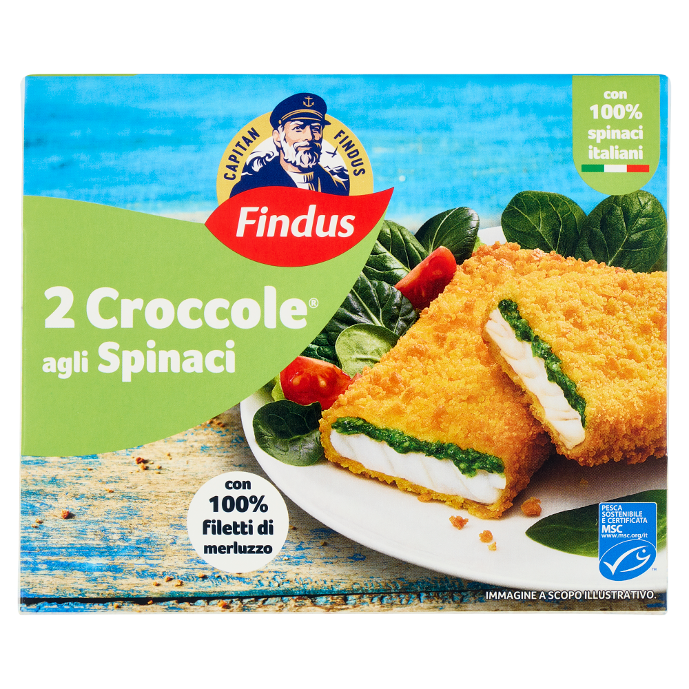 Capitan Findus 2 Croccole agli Spinaci con 100% Filetti di Merluzzo 200 ...