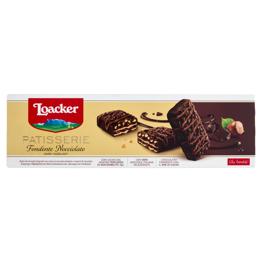 Loacker Patisserie Fondente Nocciolato Wafer ricoperto cioccolato ...
