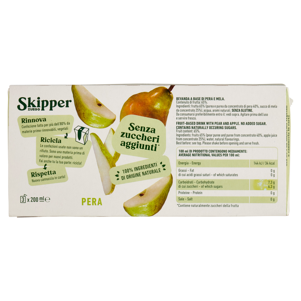 Zuegg Skipper Pera Senza zuccheri aggiunti* 3 x 200 ml | Carrefour