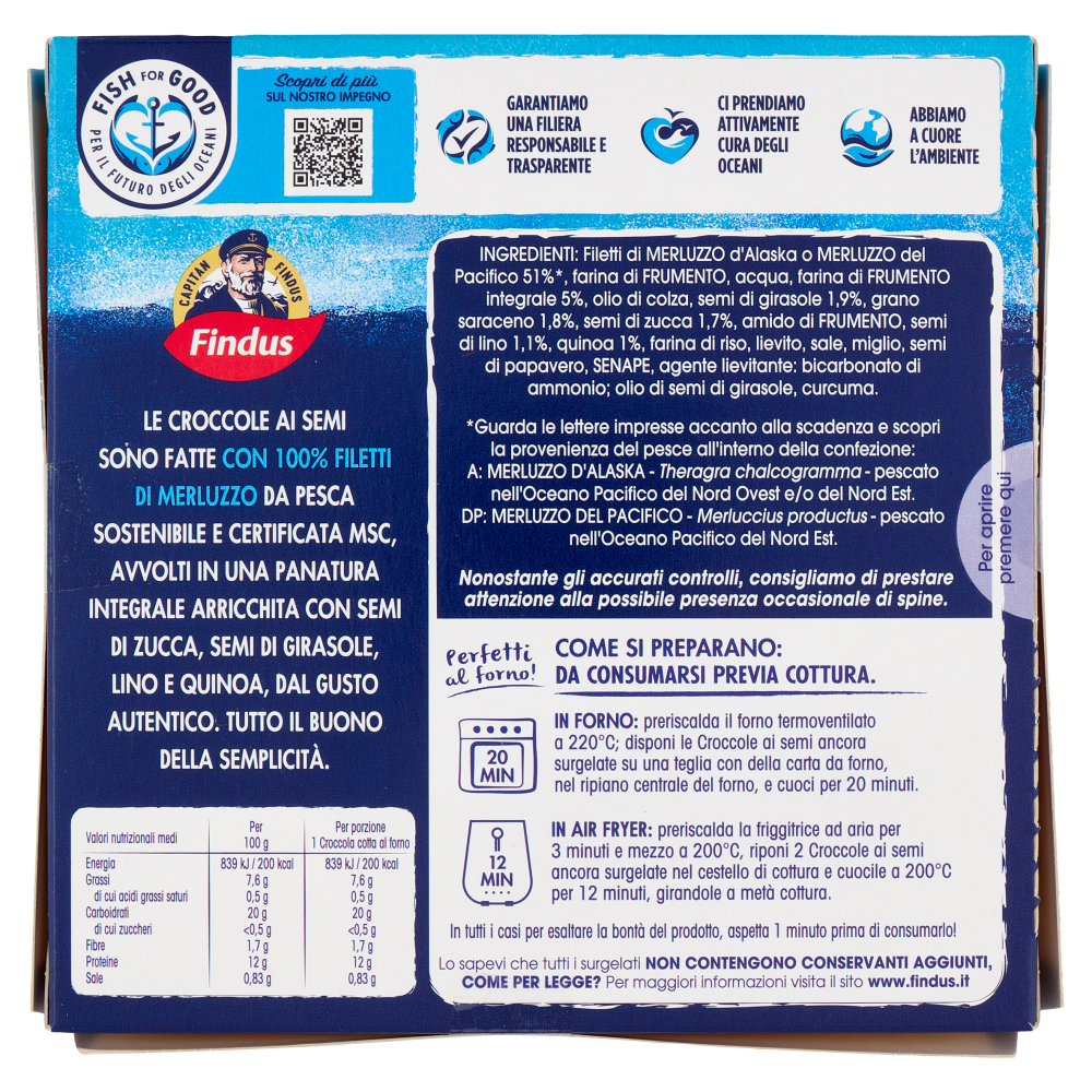Capitan Findus 2 Croccole ai Semi con 100% Filetti di Merluzzo 200 g ...