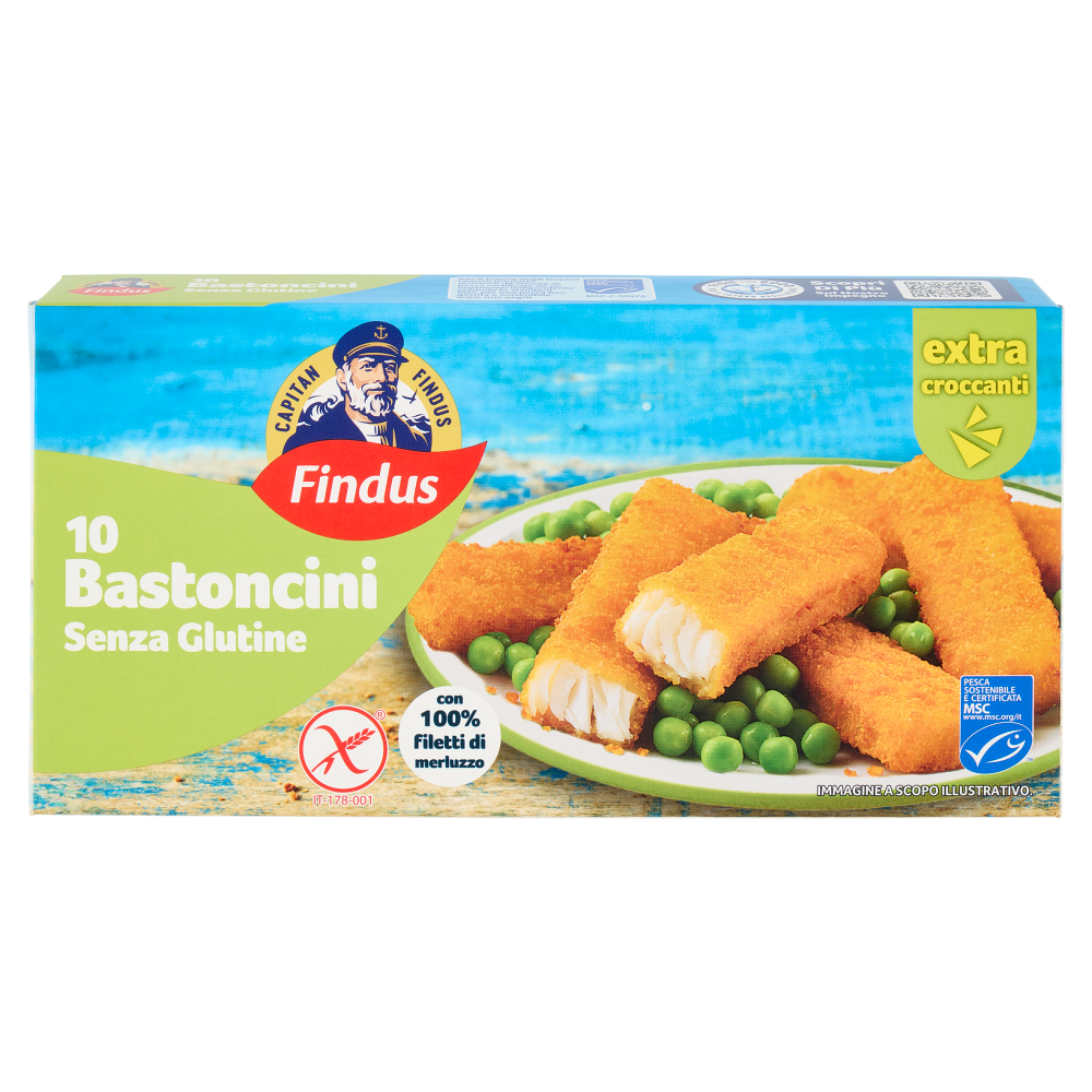Capitan Findus 10 Bastoncini senza glutine con 100% Filetti di Merluzzo ...