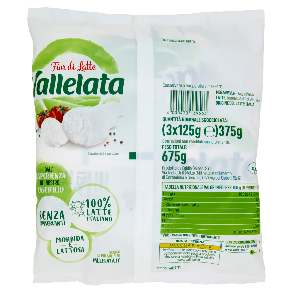 Vallelata Fior di Latte Mozzarelle 3 x 125 g | Carrefour