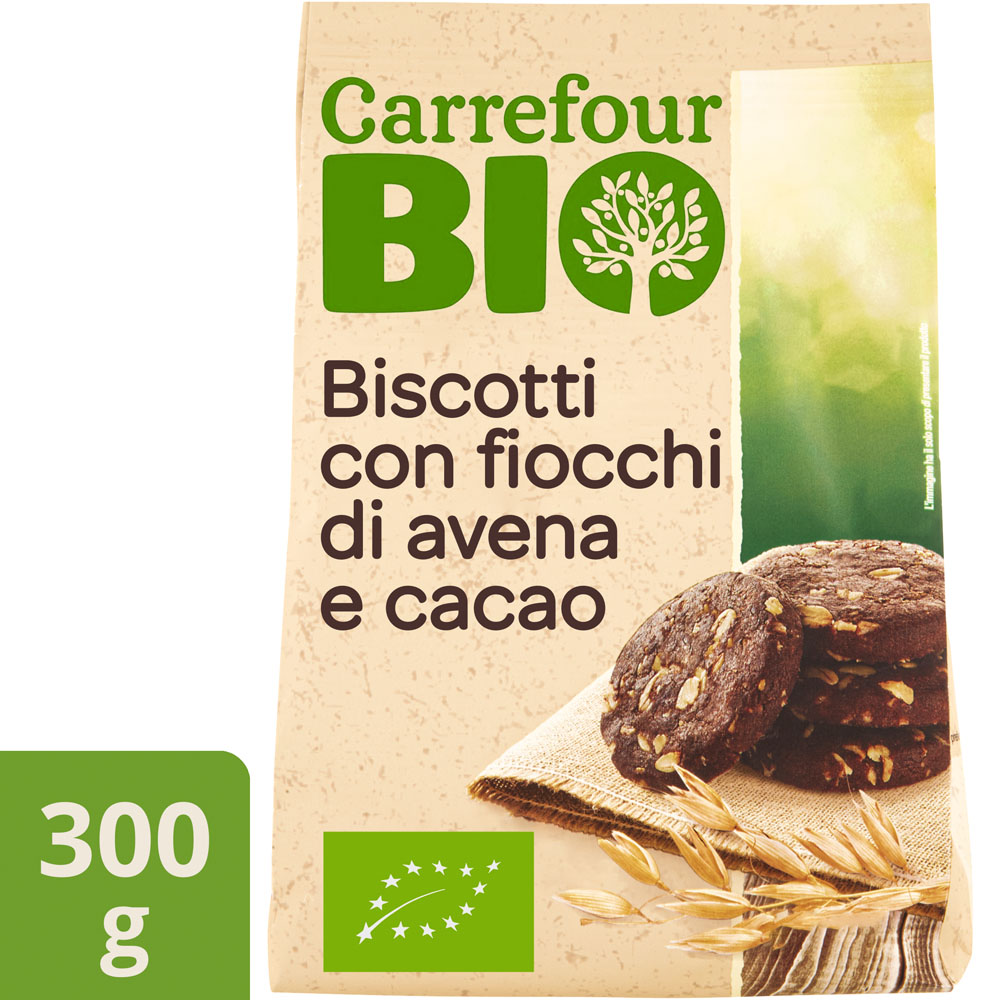 Carrefour Bio Biscotti con fiocchi di avena e cacao 300 g | Carrefour
