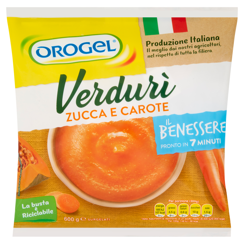 Orogel Il Benessere Verdurì Zucca e Carote Surgelati 600 g | Carrefour