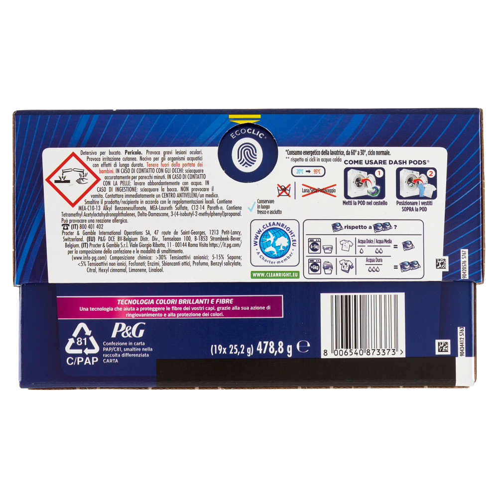 Dash Power Pods Detersivo Lavatrice Capsule, Tecnologia Colori ...