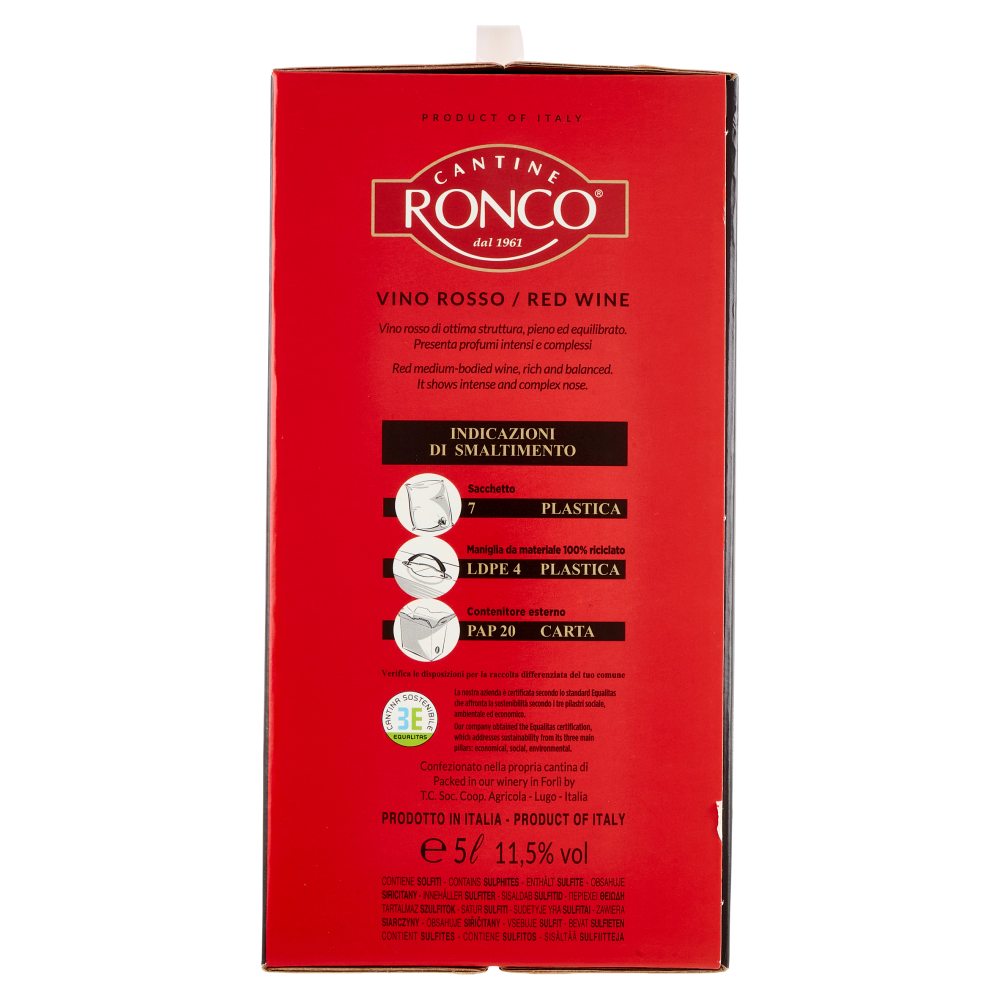Cantine Ronco Beccaccia Rosso 5 l | Carrefour
