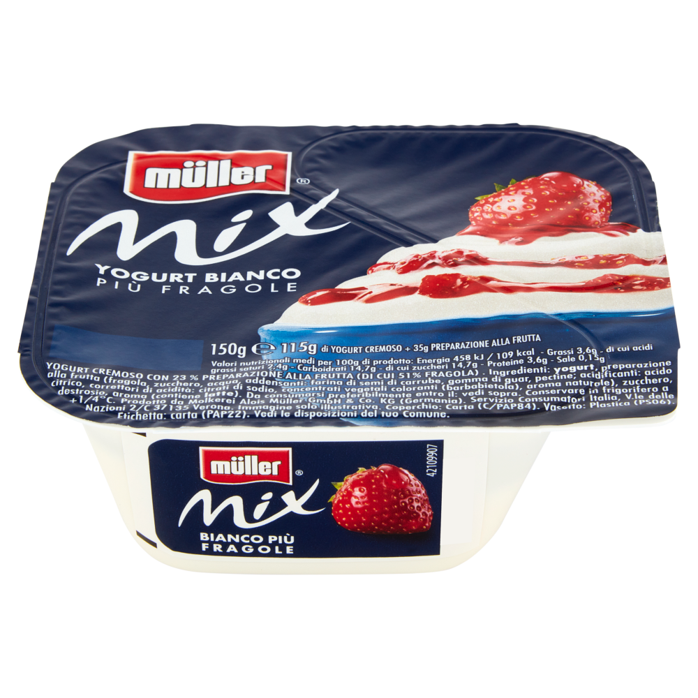 Müller Mix Yogurt Bianco più Fragole 150 g | Carrefour