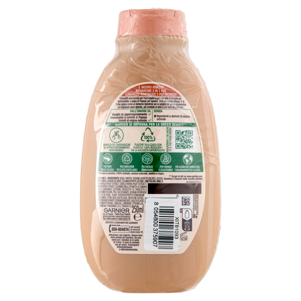 Garnier Ultra Dolce Shampoo Riparatore 2 in 1 Latte Vaniglia & Polpa di ...