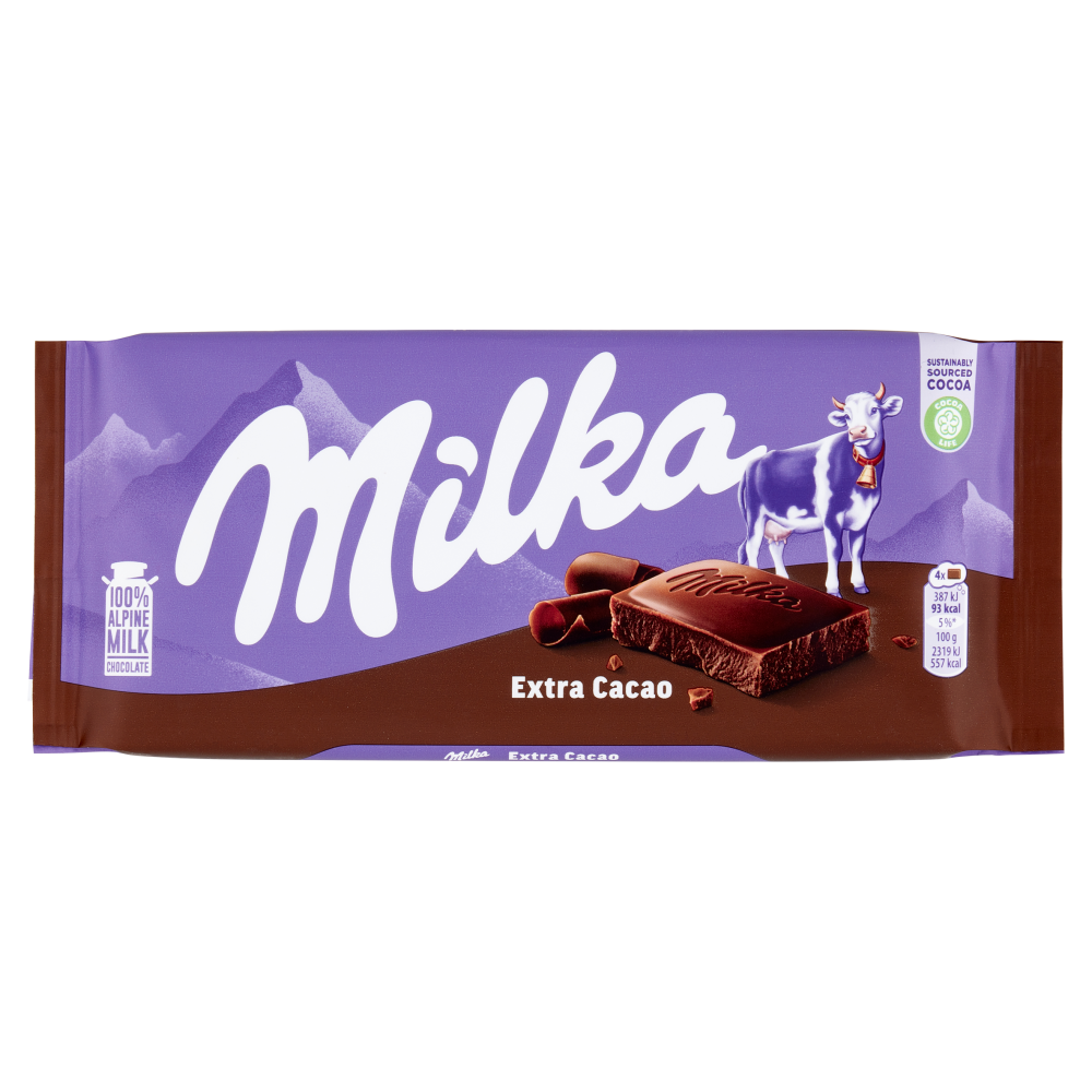 Milka Extra Cacao, tavoletta di cioccolato al latte 100% Alpino con ...
