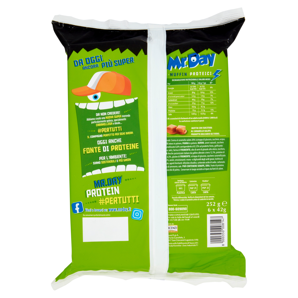 Mr.Day Protein 6 Muffin con Ripieno di Caramello Salato 6 x 42 g ...