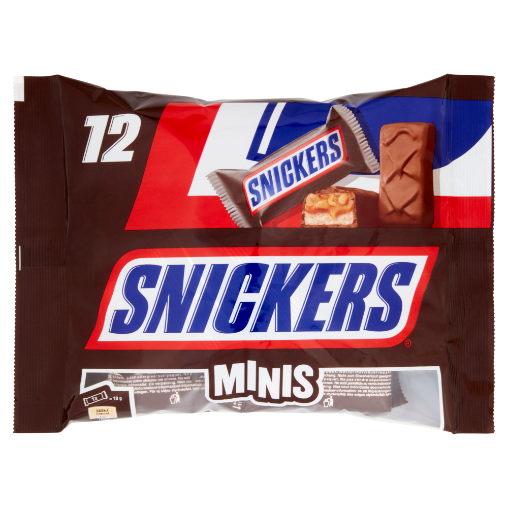 Snickers Minis Snack Cioccolatini al Latte con Arachidi e Caramello ...