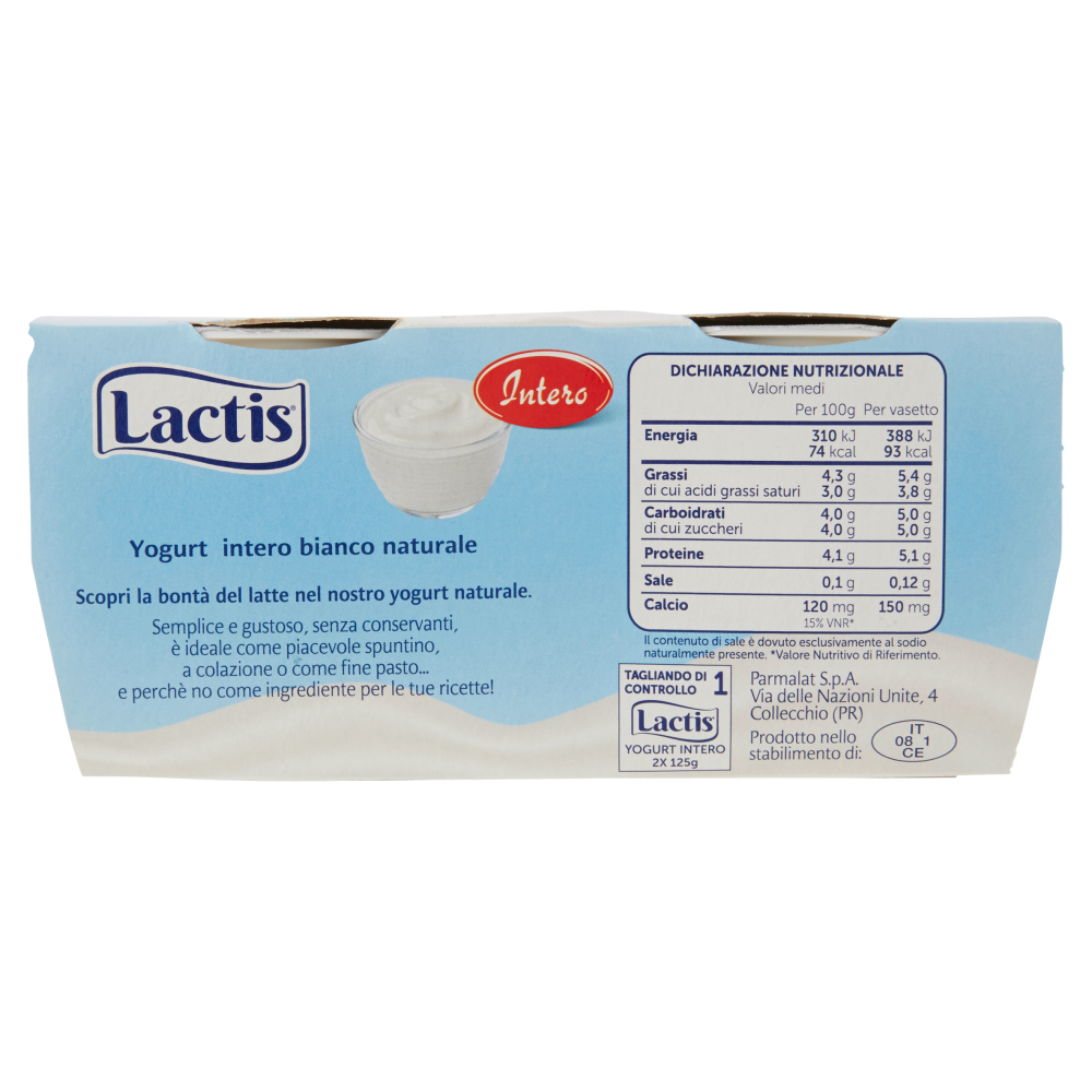 Lactis Yogurt intero Bianco naturale 2 x 125 g | Carrefour