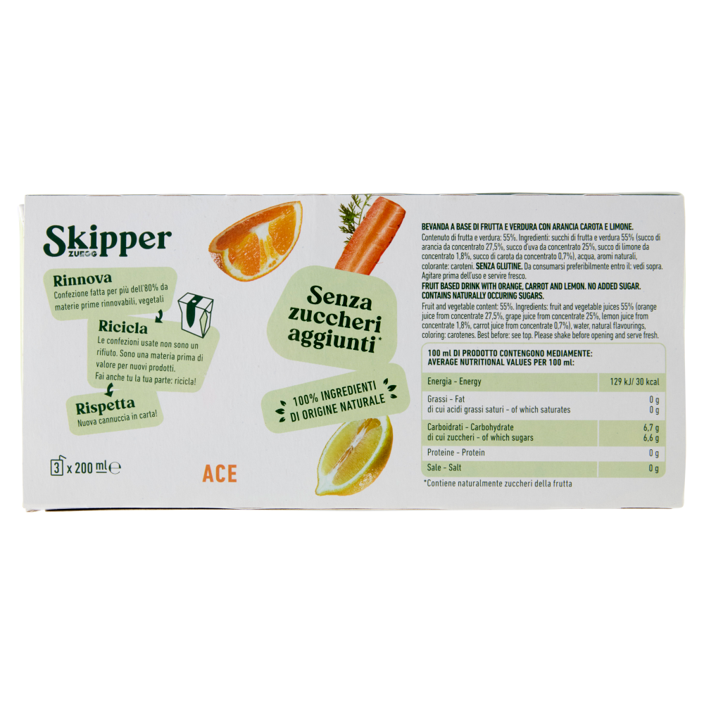 Zuegg Skipper ACE Senza zuccheri aggiunti* 3 x 200 ml | Carrefour