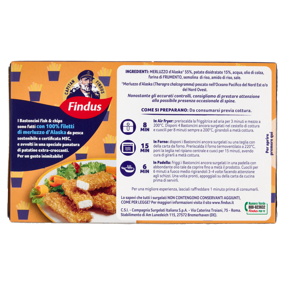 Capitan Findus 8 Bastoncini Fish & Chips con Merluzzo d'Alaska 224 g ...