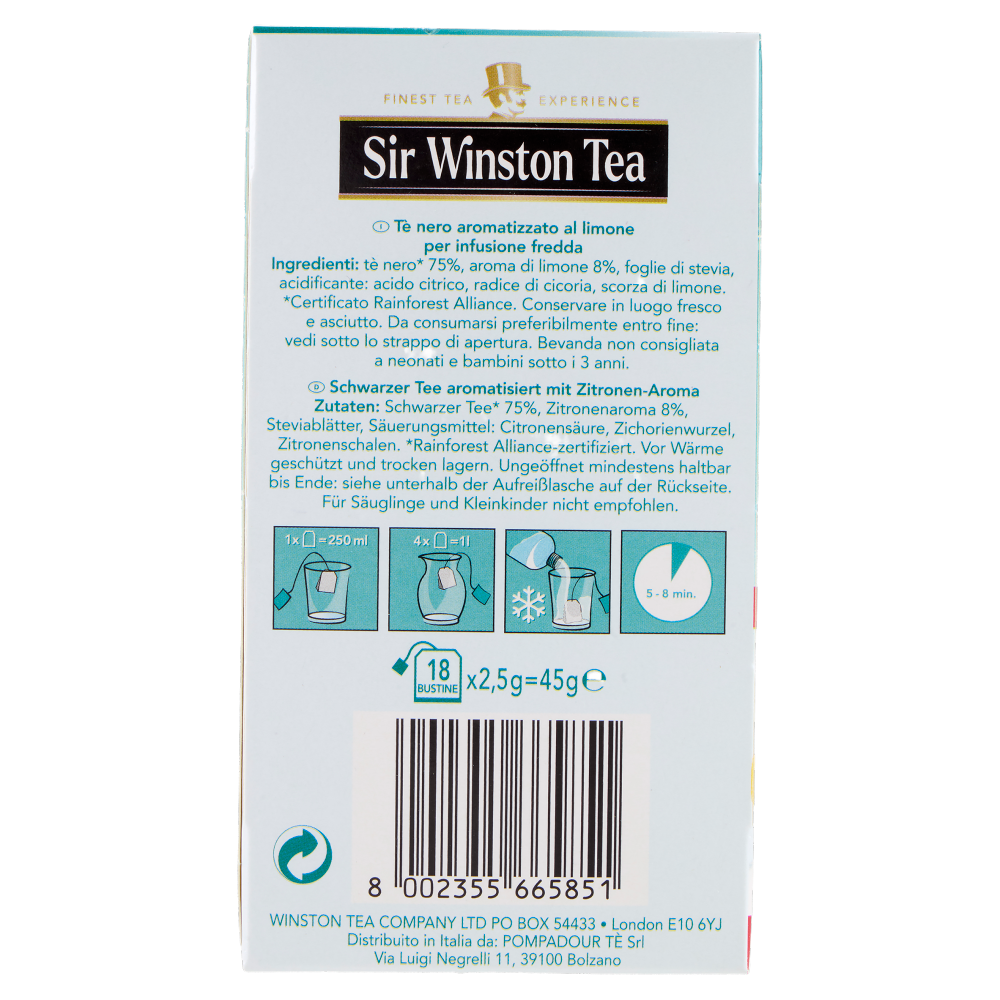 Sir Winston Tea Tè Freddo Ice Tea Limone 18 x 2,5 g | Carrefour
