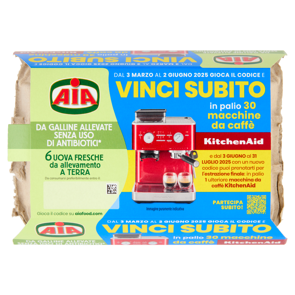 Aia 6 Uova Fresche da allevamento a Terra da Galline Allevate Senza Uso ...