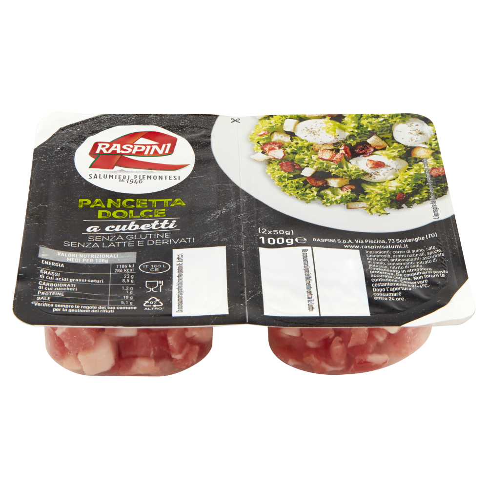Raspini Pancetta Dolce a cubetti 2 x 50 g | Carrefour