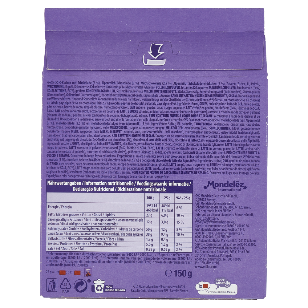 Milka Choco Brownie, merendina al cioccolato al latte - 6x25g | Carrefour