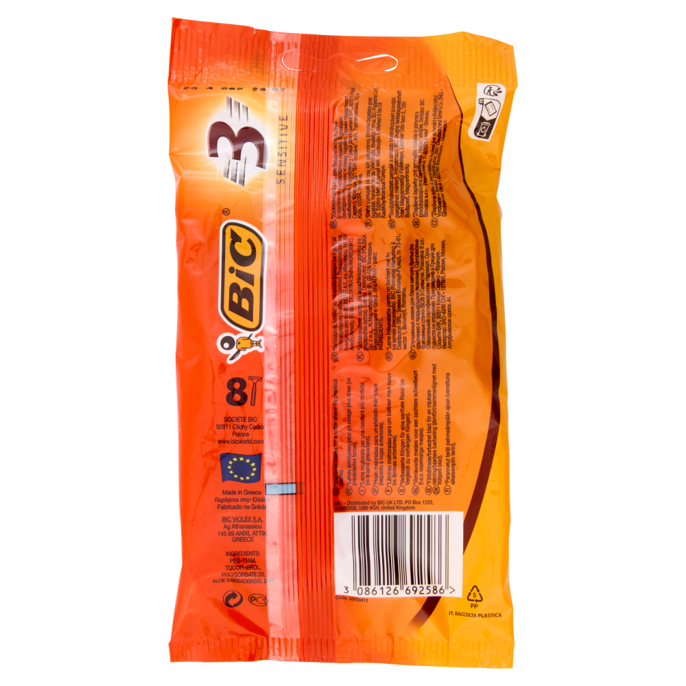Bic 3 Sensitive Rasoi 3 Lame Usa e Getta da Uomo, 8 pezzi | Carrefour