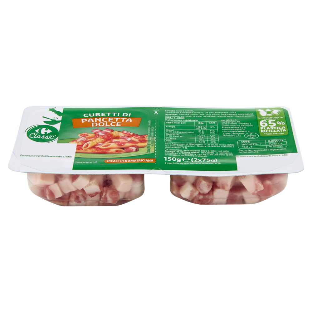 Carrefour Classic Cubetti di Pancetta Dolce 2 x 75 g | Carrefour