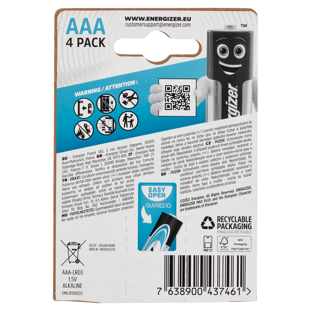 Energizer Max Plus AAA 4 pz | Carrefour